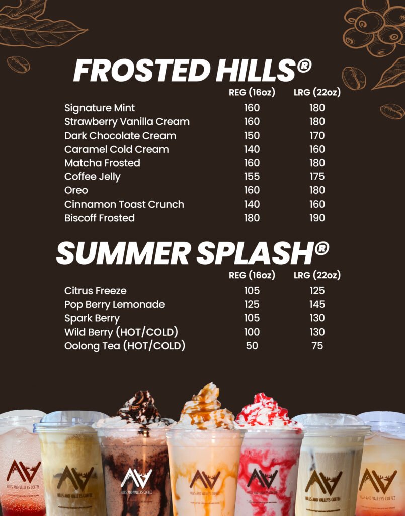 Menu - Hills & Valleys Cafe